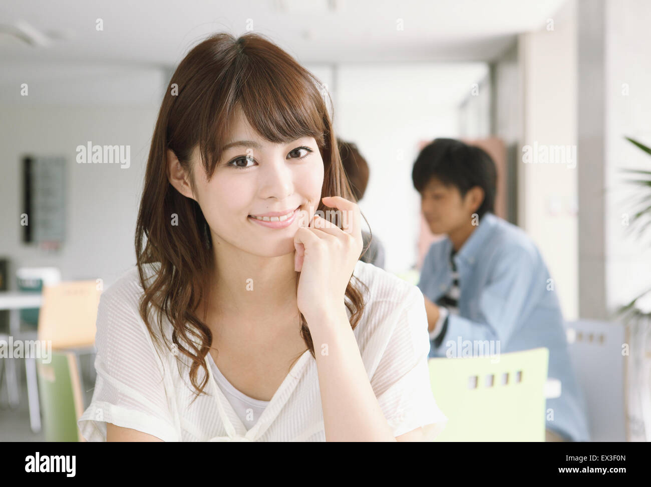 Young attractive Japanese female University student portrait Stock ...