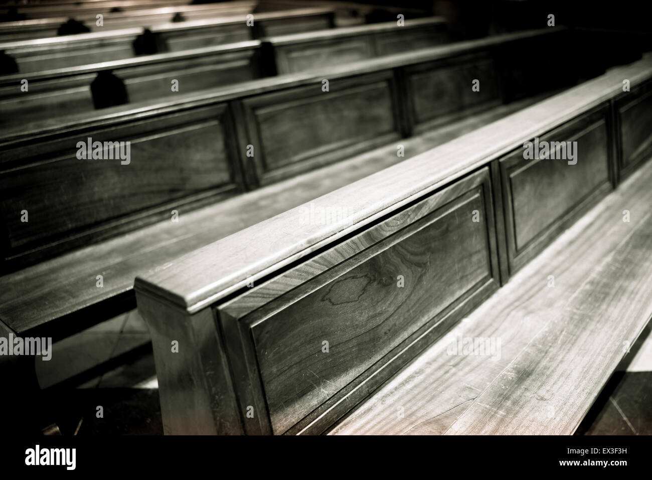 Wood seats in church hi-res stock photography and images - Alamy