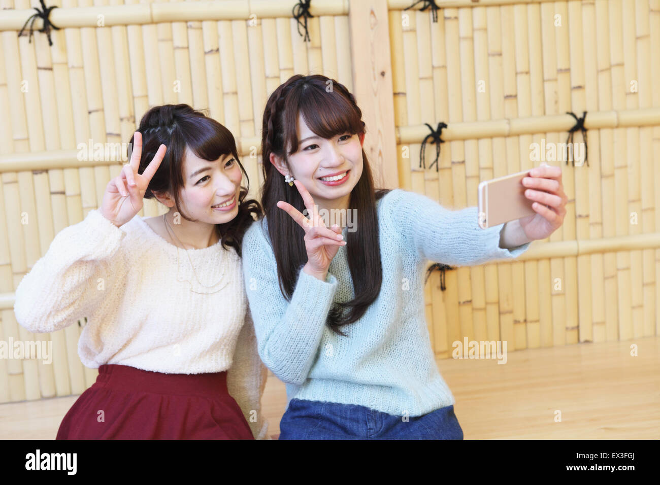 Young Japanese women enjoying foot spa in Kawagoe, Japan Stock Photo ...