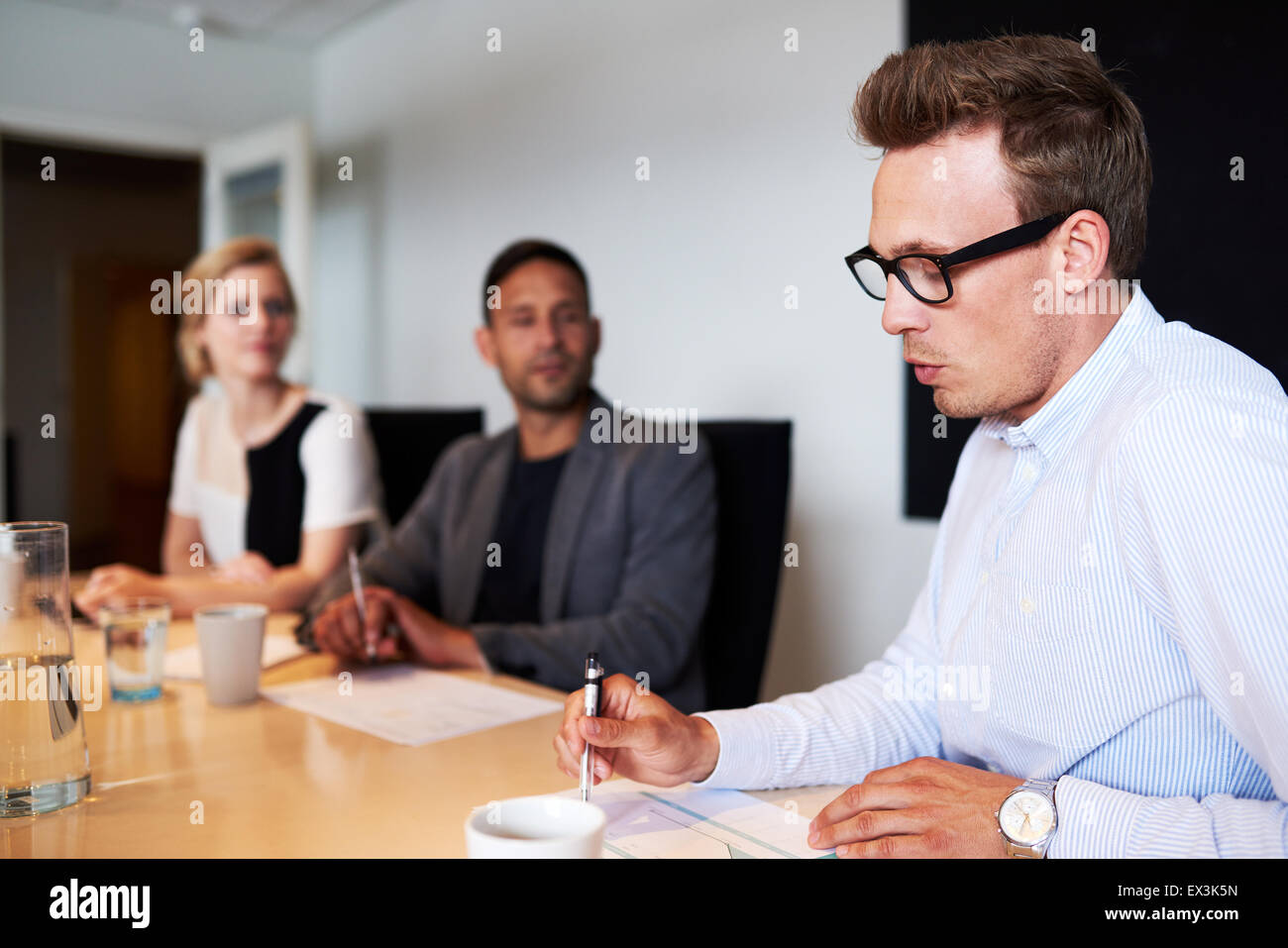 White male executive talking during meeting in conference room Stock ...