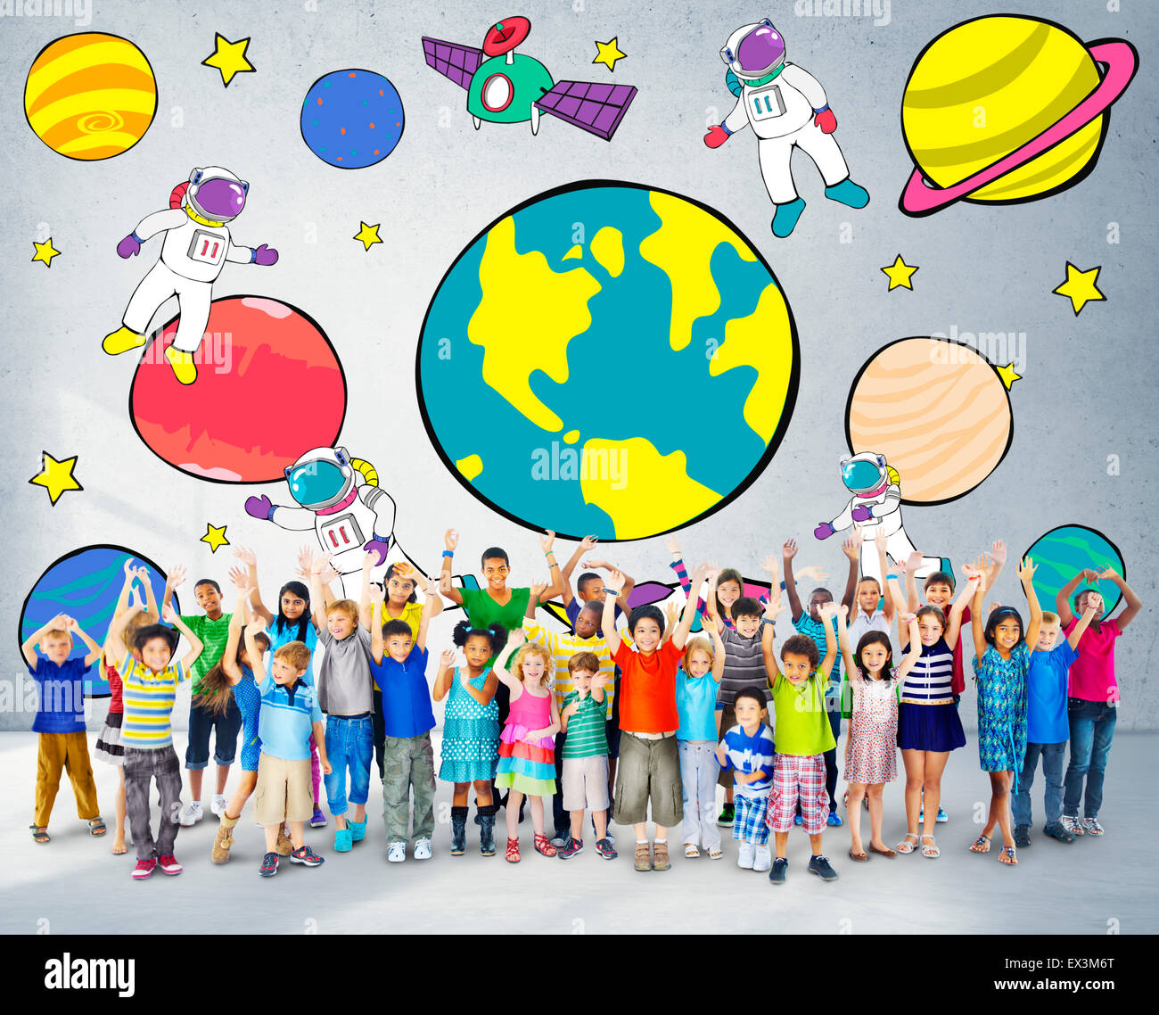 Planets Travel Dream Imagination Playful Space Universe Concept Stock ...