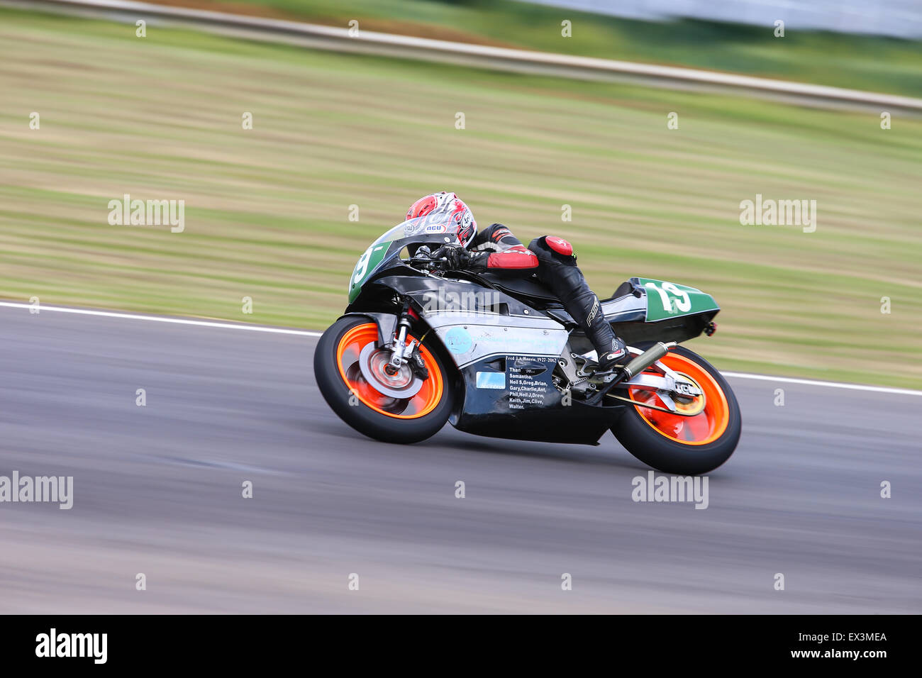 Bikers racing around Castle Combe Circuit for the Grand National Race ...