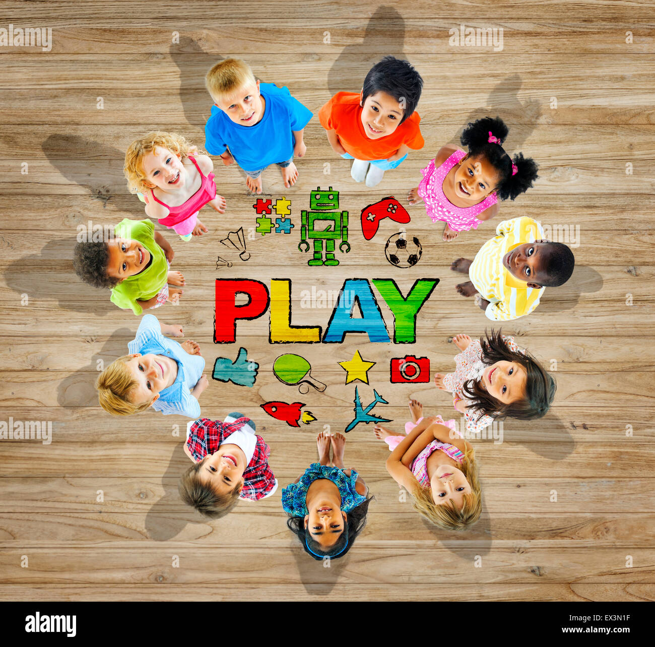 Multiethnic Group of Children with Play Concept Stock Photo - Alamy