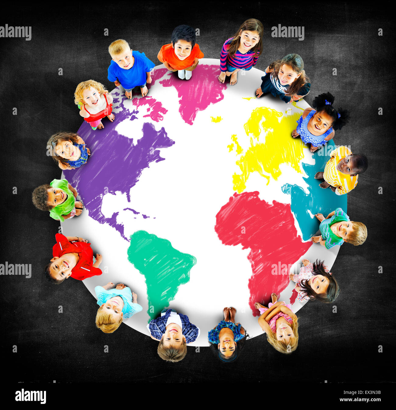 Child drawing map of the world hi-res stock photography and images - Alamy
