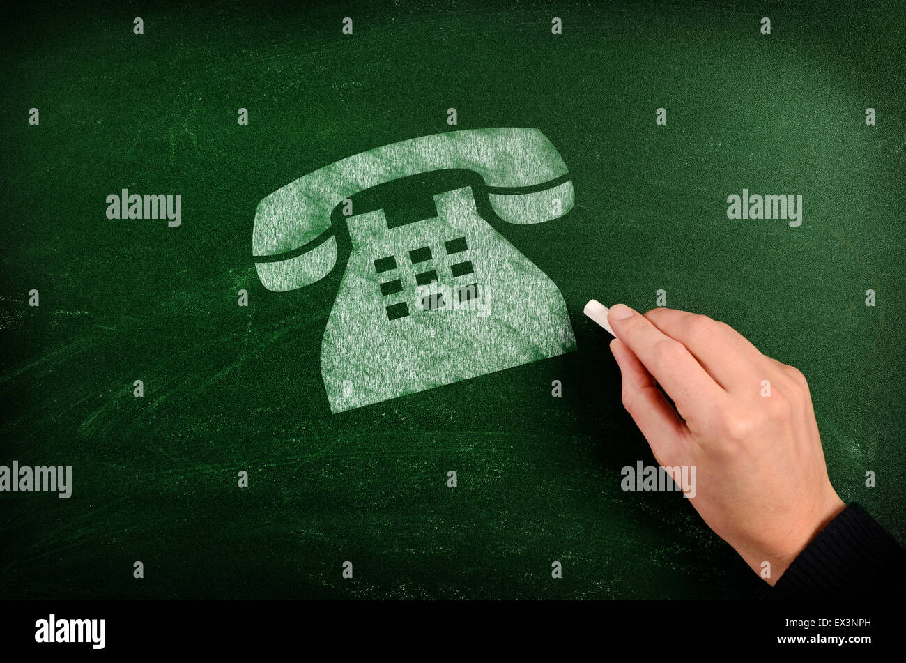 Old phone symbol drawn with chalk on green chalkboard Stock Photo - Alamy
