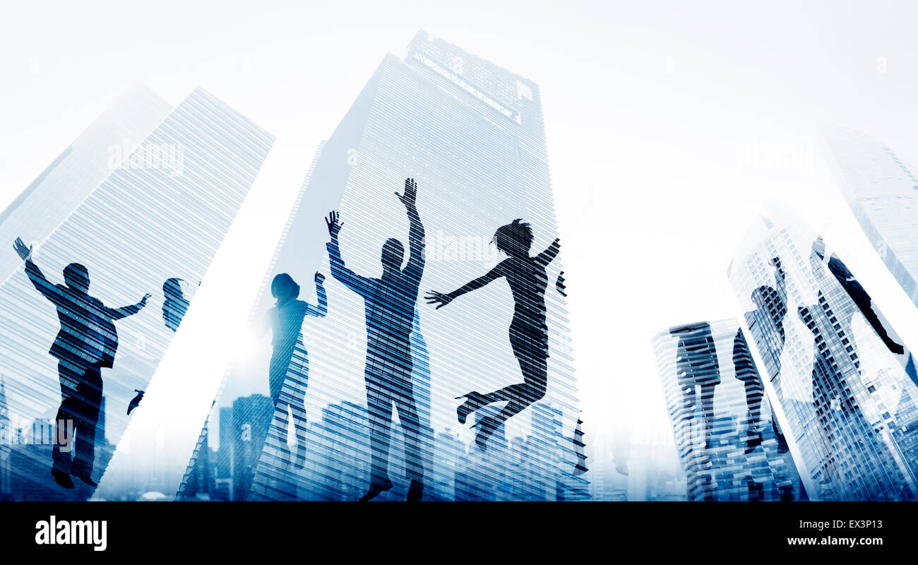 Business People Success Excitement Victory Achievement Concept Stock ...