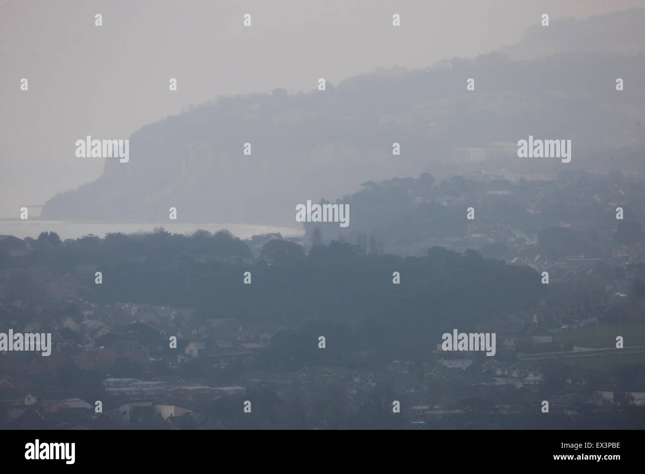 Misty morning over Sandown and Shanklin, Isle of Wight, England, UK ...