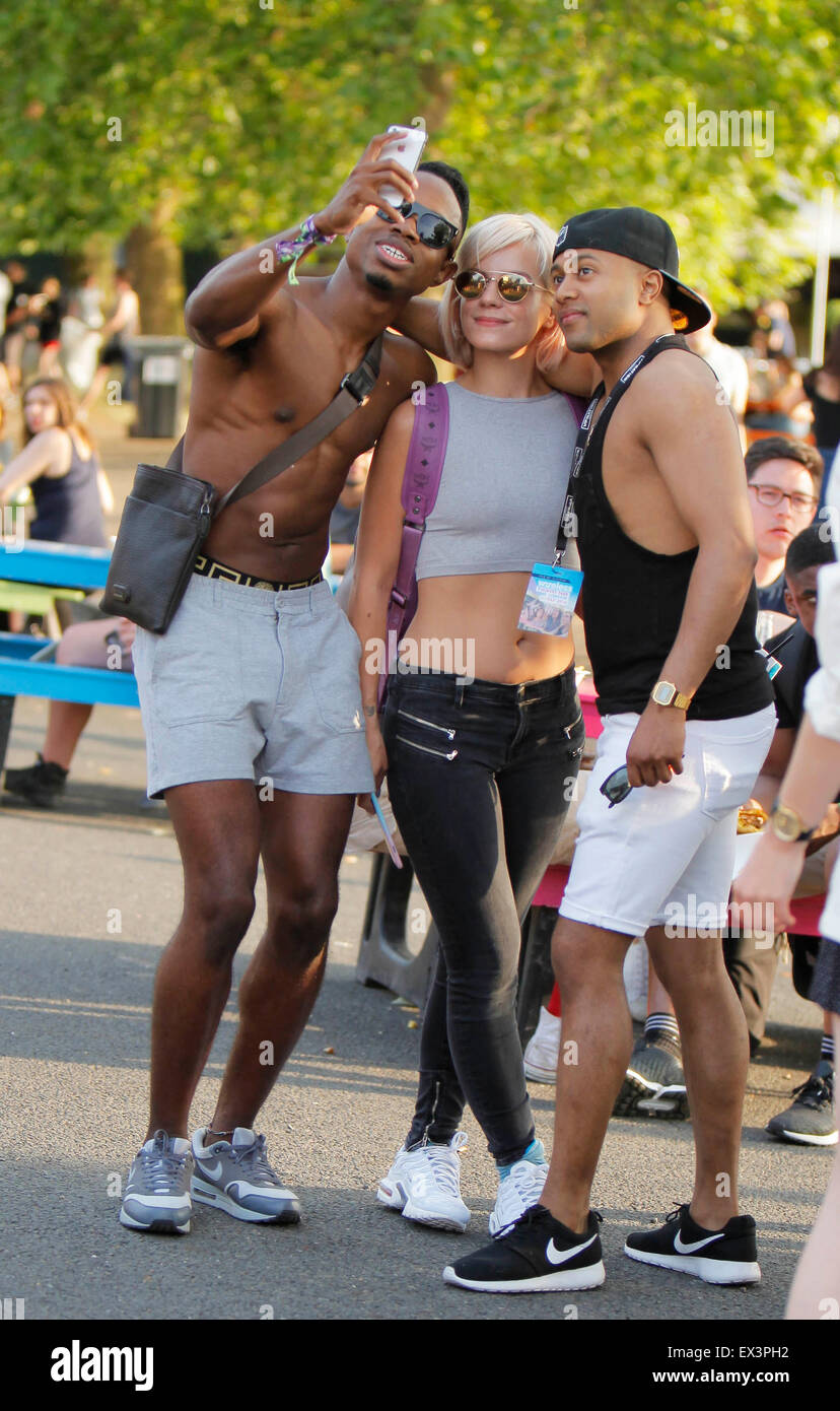 London. UK. Lily Allen with friends sighted at Wireless festival 2015 ...