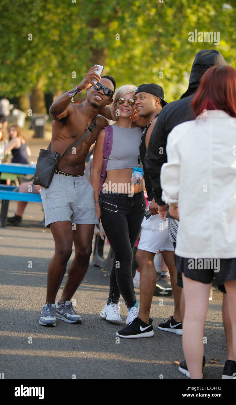 London. UK. Lily Allen with friends sighted at Wireless festival 2015 ...