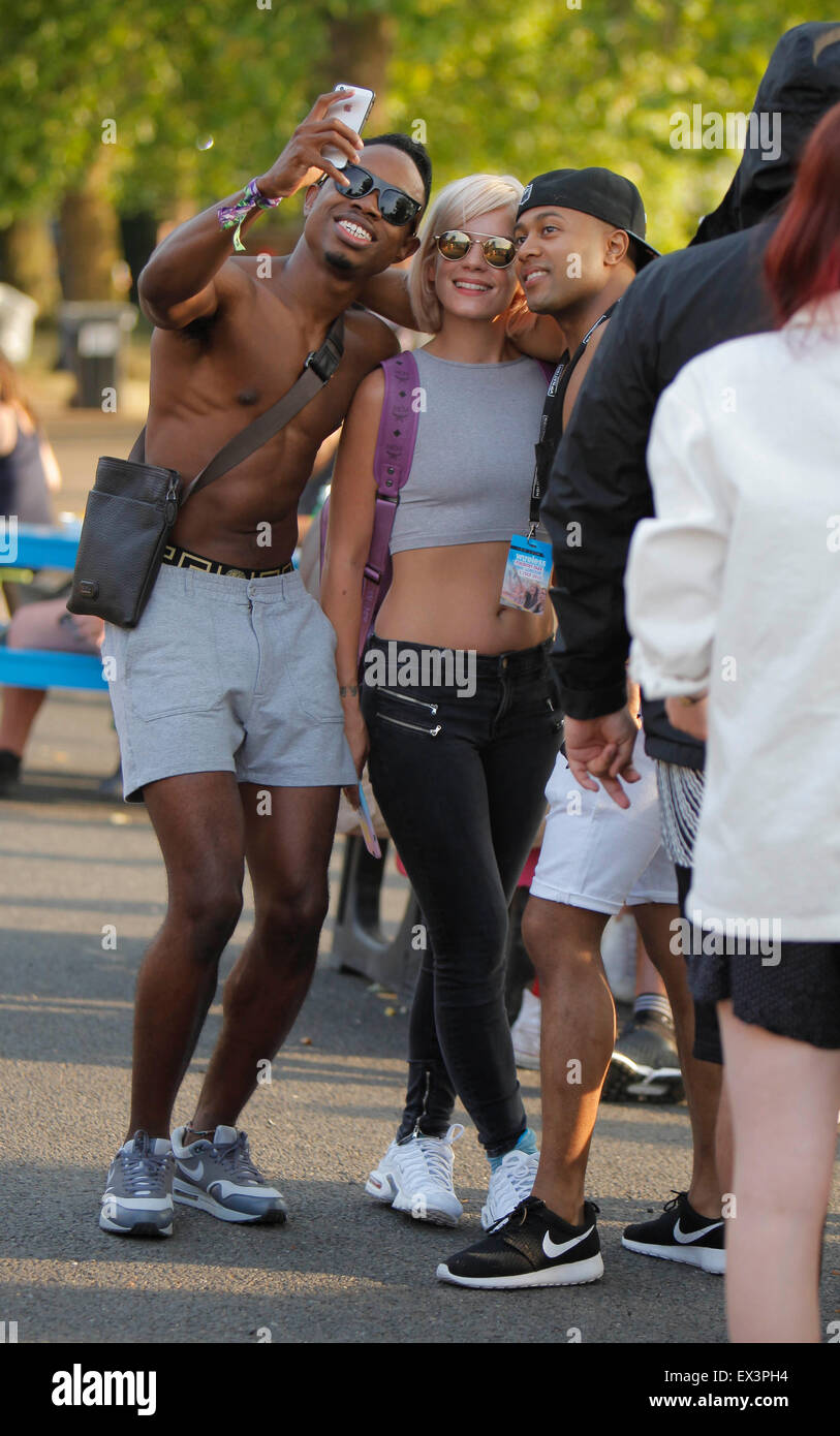 London. UK. Lily Allen with friends sighted at Wireless festival 2015 ...