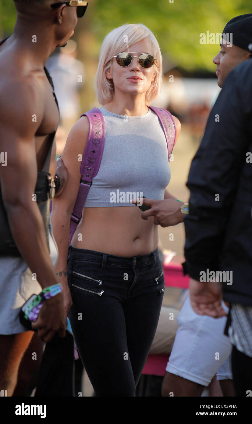 London. UK. Lily Allen with friends sighted at Wireless festival 2015 ...