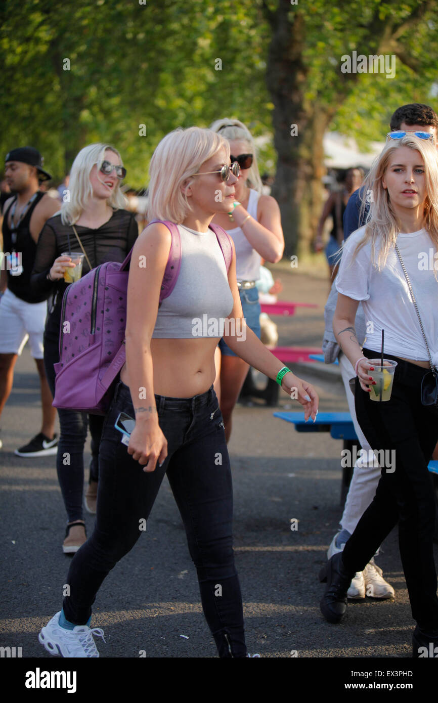 London. UK. Lily Allen with friends sighted at Wireless festival 2015 ...