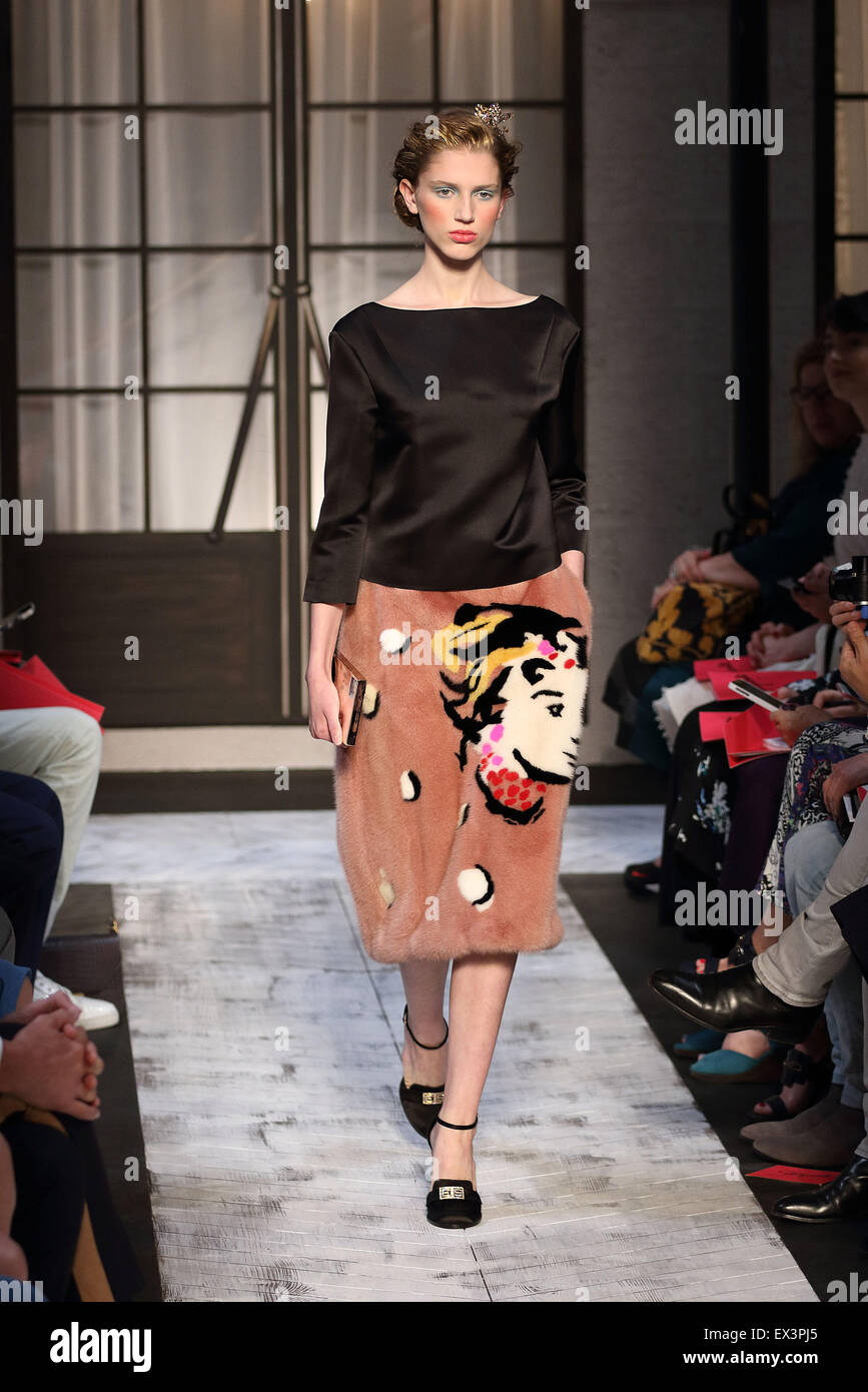 Paris, France. 06th July, 2015. A model wears a creation by French ...