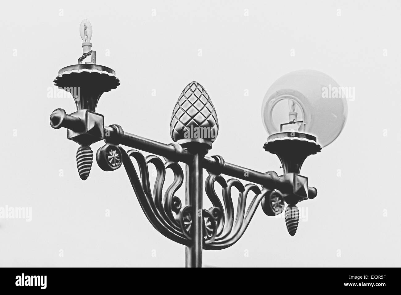 Street lamp with one loose canopy in black and white Stock Photo - Alamy