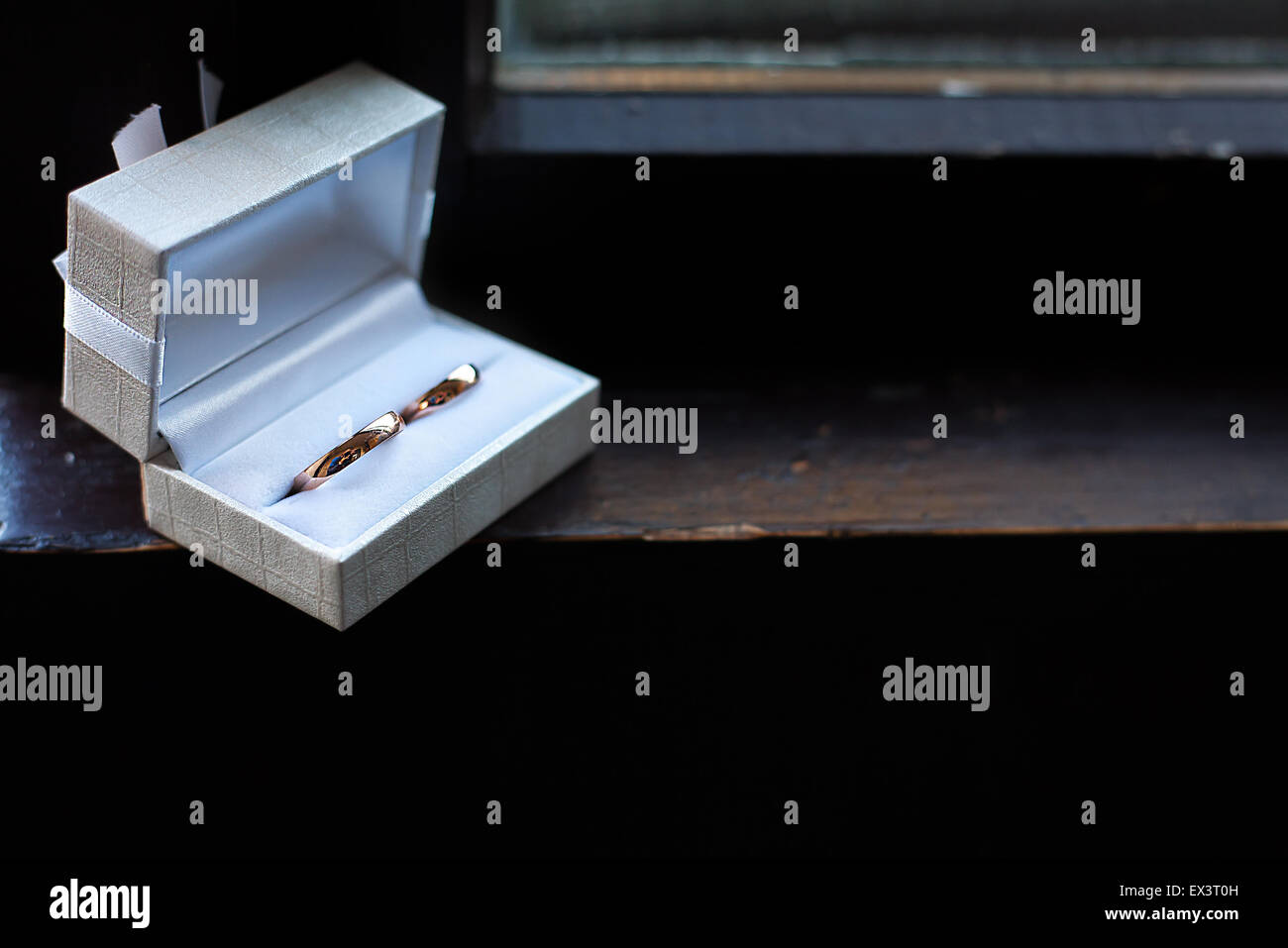 Wedding rings in a box Stock Photo - Alamy