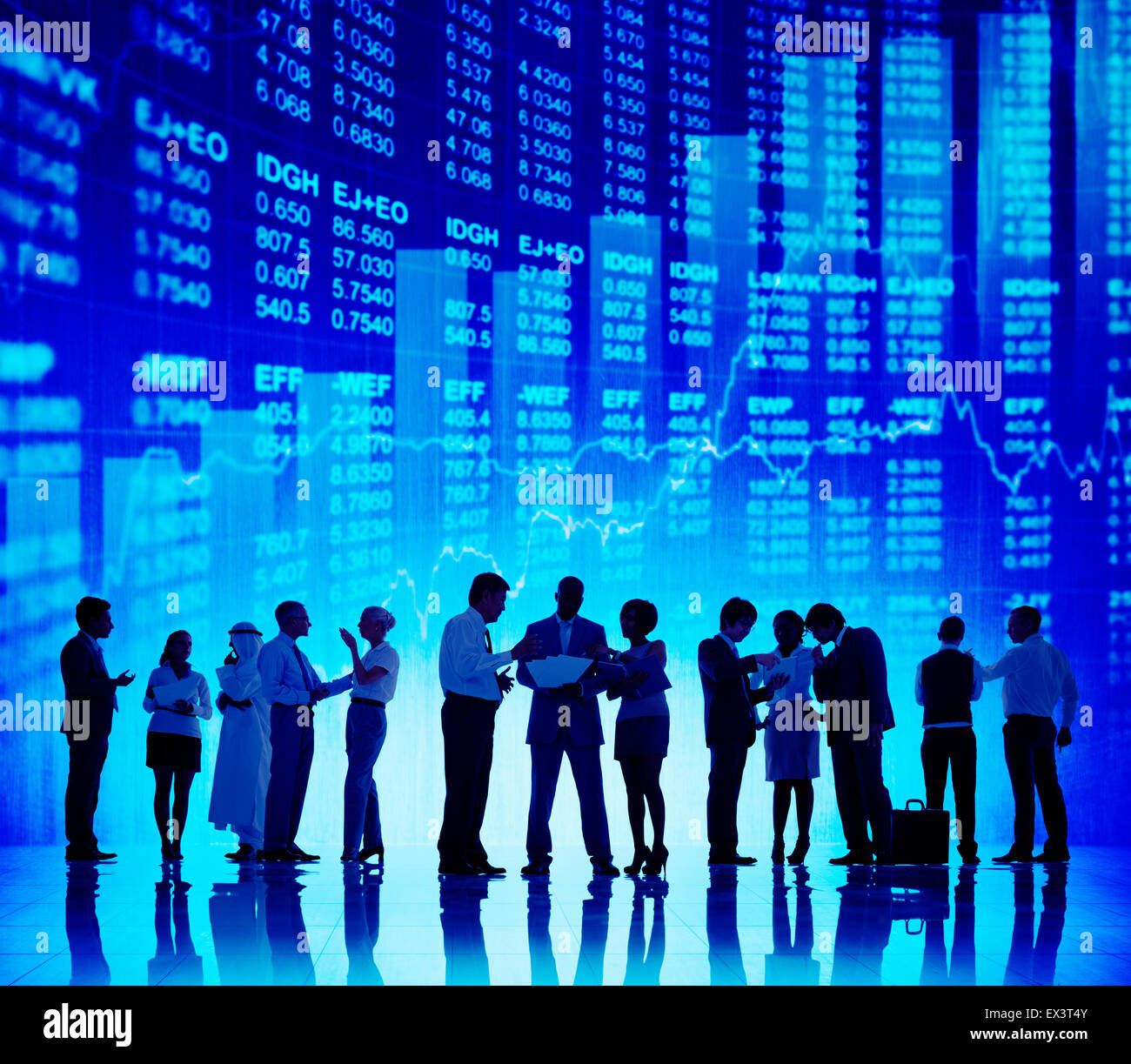 Silhouette Business People Discussion Stock Market Concept Stock Photo ...