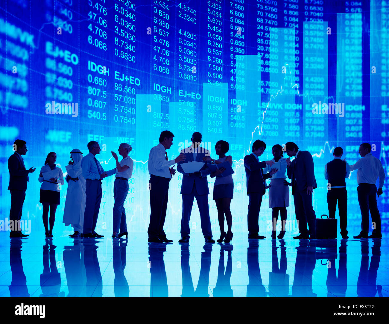 Silhouette Business People Discussion Stock Market Concept Stock Photo ...