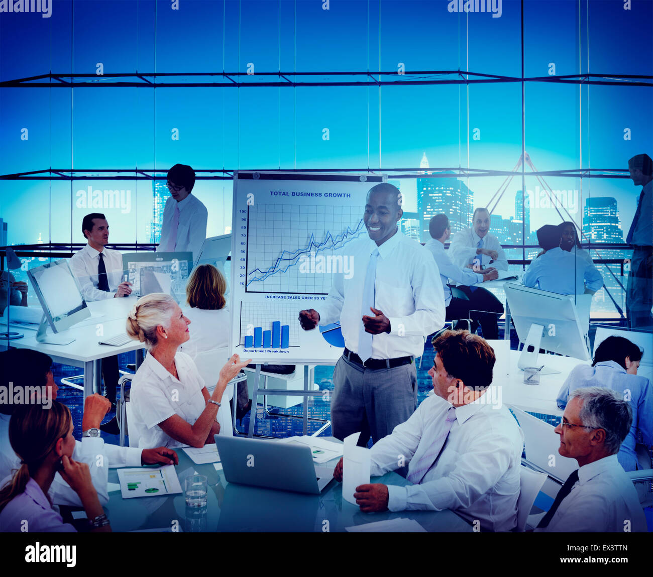 Business People Progress Growth Meeting Leader Discussion Concept Stock ...