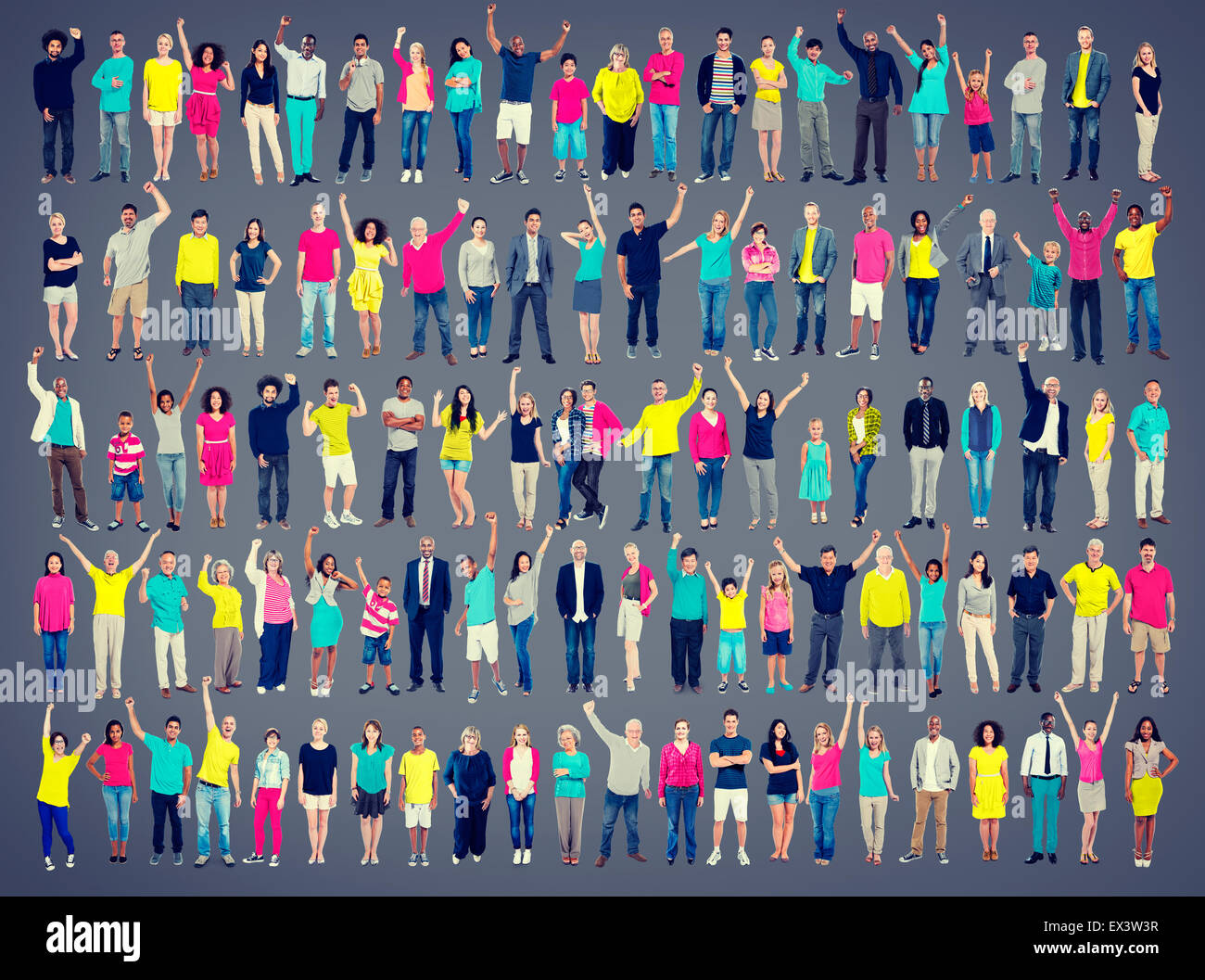 Multiethnic Casual People Togetherness Celebration Arms Raised Concept ... Multiethnic Casual People Togetherness Celebration Arms Raised Concept ...