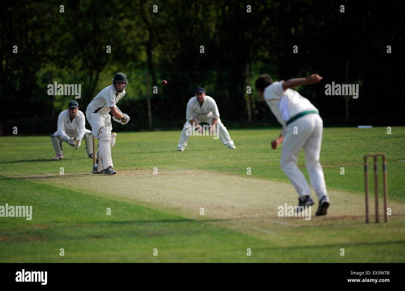 Dorchester, England. 4th July 2015. Action from the Dorset Cricket ...
