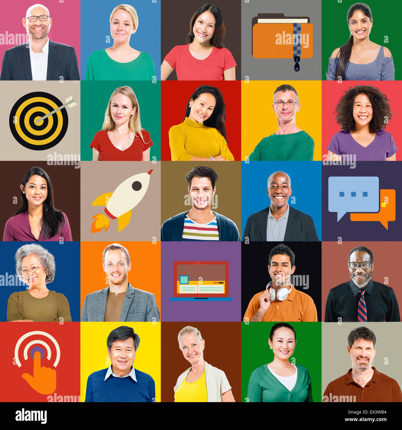 Multiethnic People Colorful Smiling Portrait Technology Concept Stock ... Multiethnic People Colorful Smiling Portrait Technology Concept Stock ...