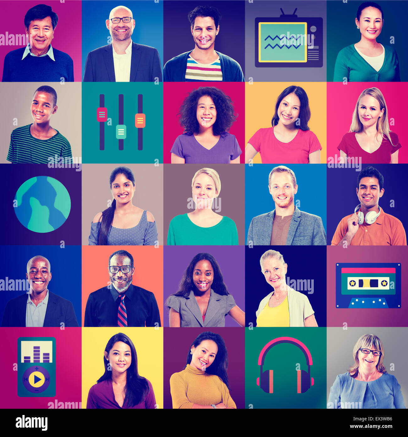 Multiethnic People Colorful Smiling Portrait Technology Concept Stock ... Multiethnic People Colorful Smiling Portrait Technology Concept Stock ...