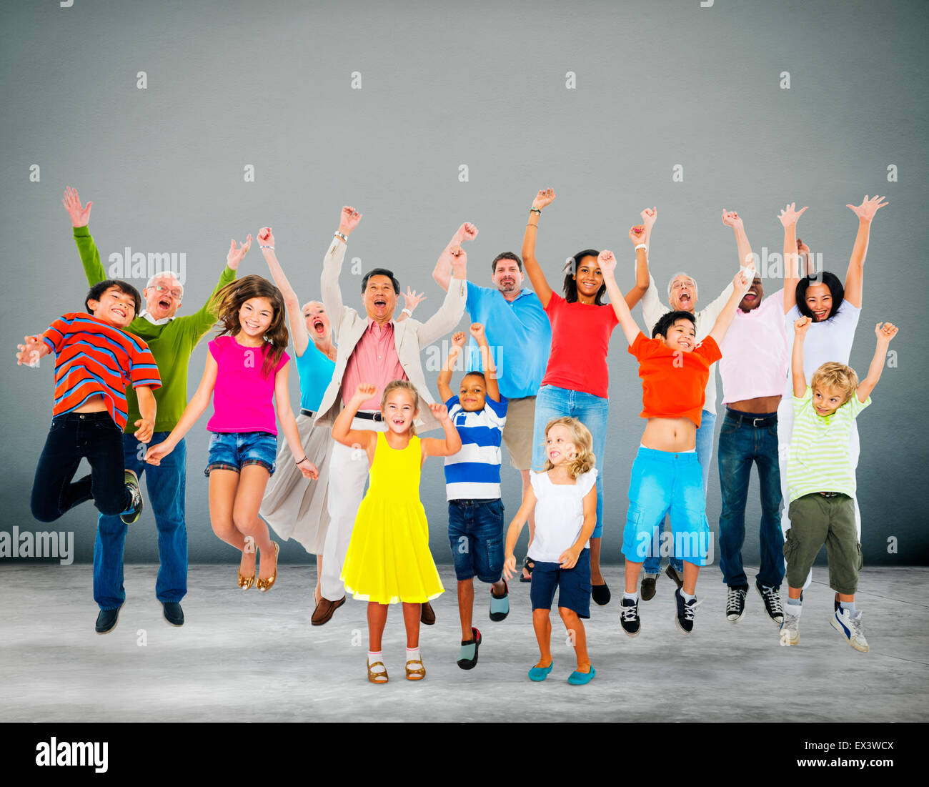 Children Celebration Jumping Ecstatic Happiness Concept Stock Photo - Alamy