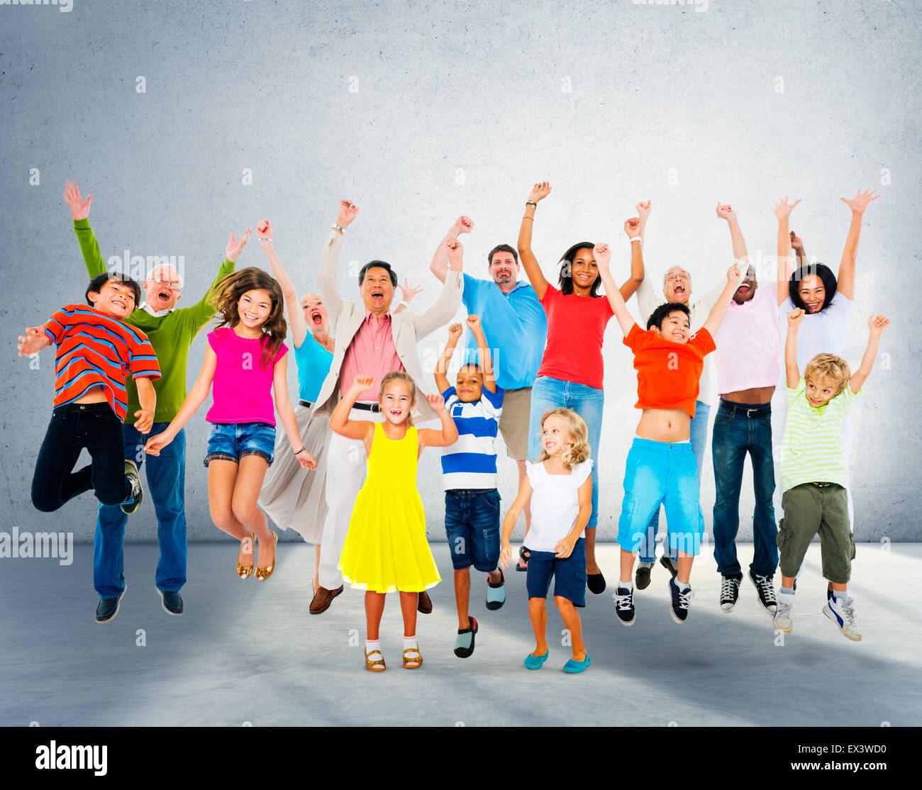 Children Celebration Jumping Ecstatic Happiness Concept Stock Photo - Alamy