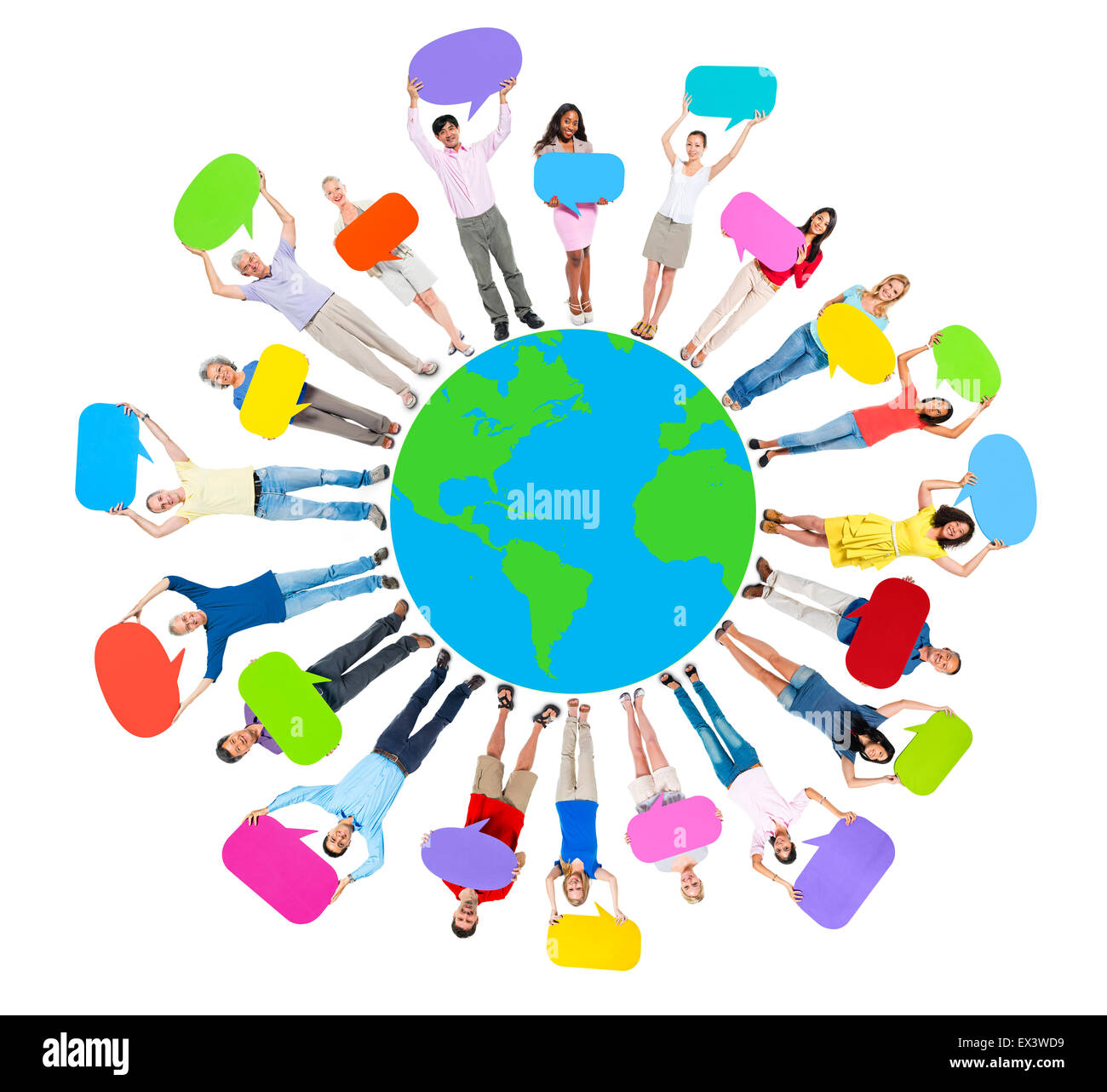 Global World Map People Circle Happiness Togetherness Cheerful Concept ...