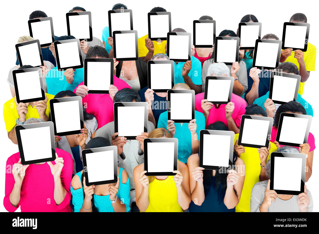 Social Gathering Digital Tablet Communication Society Concept Stock ...