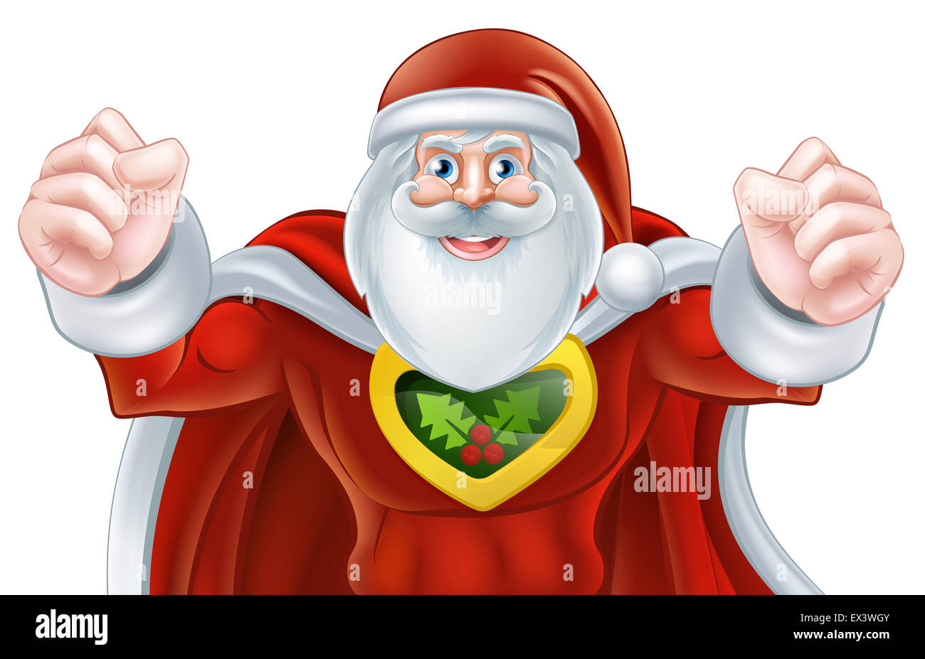 Cartoon Santa Claus Christmas superhero character Stock Photo - Alamy