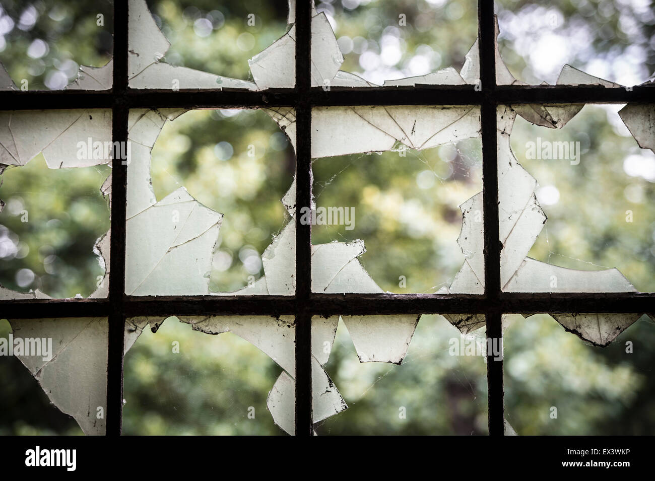 Broken glass windows Stock Photo - Alamy