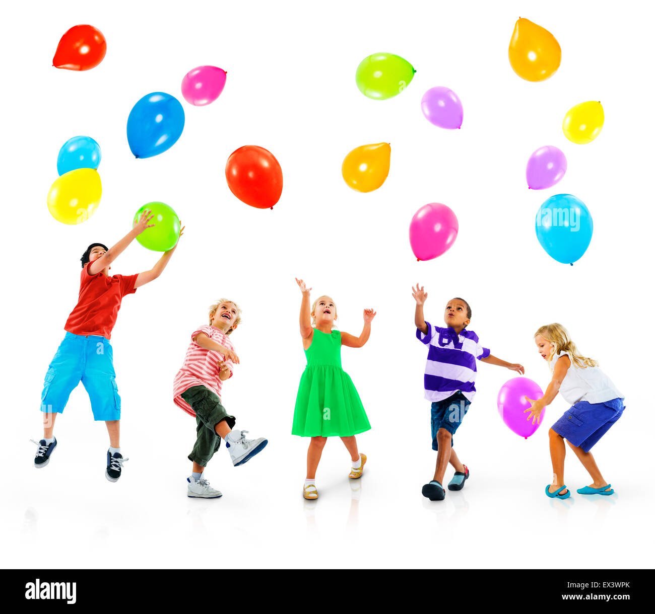 Multiethnic Children Balloon Happiness Friendship Concept Stock Photo ...