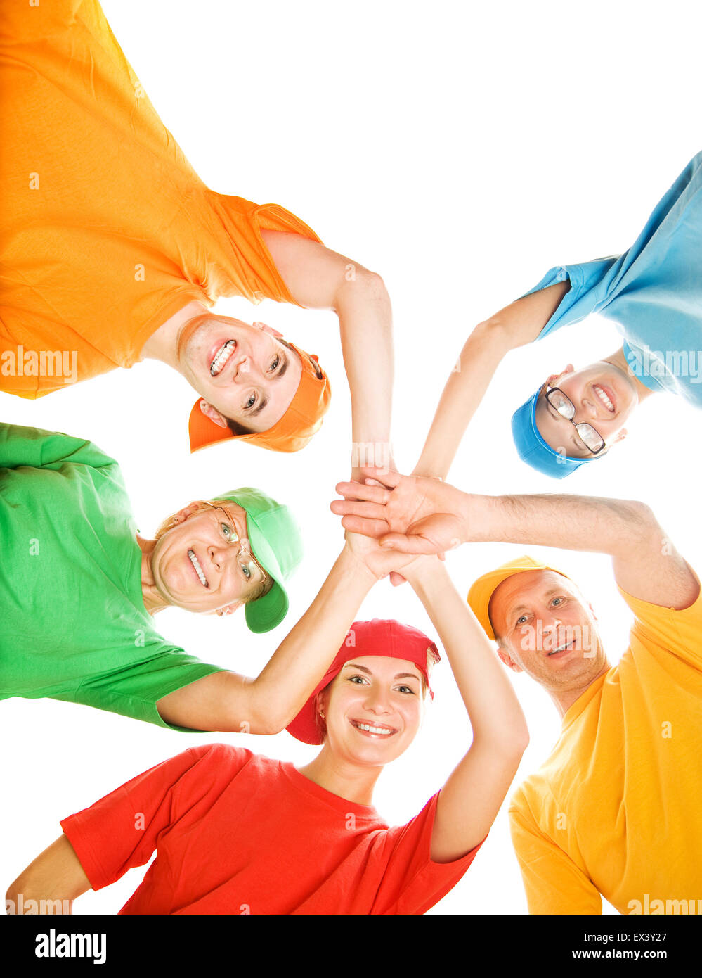 Happy family isolated on white background Stock Photo - Alamy