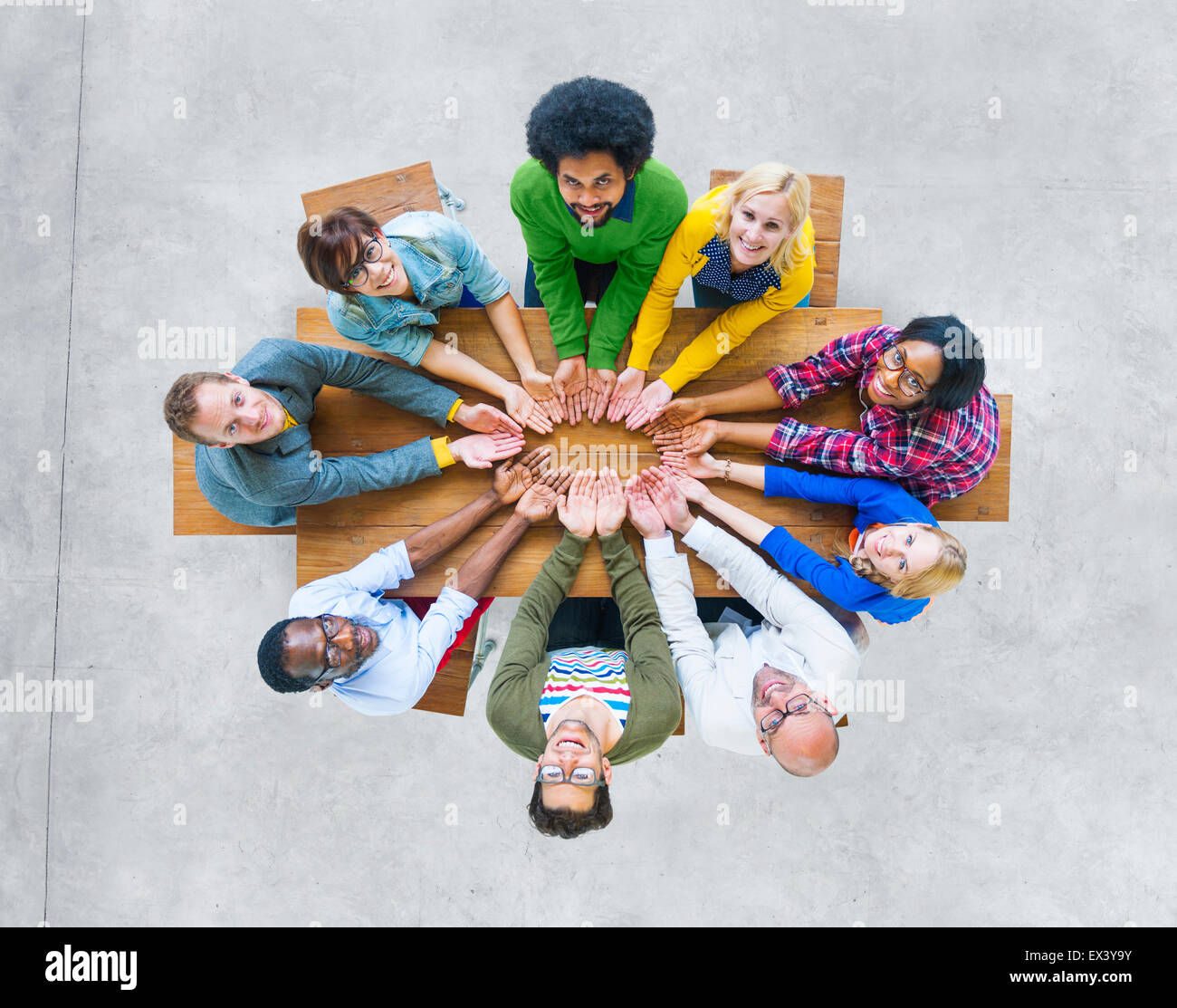 Aerial View Cheerful People Togetherness Support Unity Concepts Stock ...