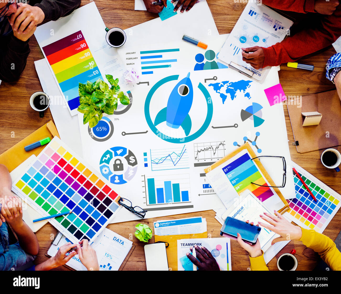 New Business Chart Innovation Teamwork Global Business Concept Stock ...