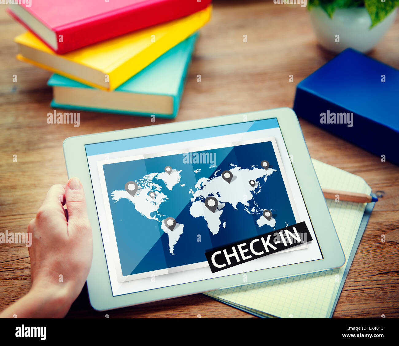 Check In Travel Locations Global World Tour Concept Stock Photo - Alamy