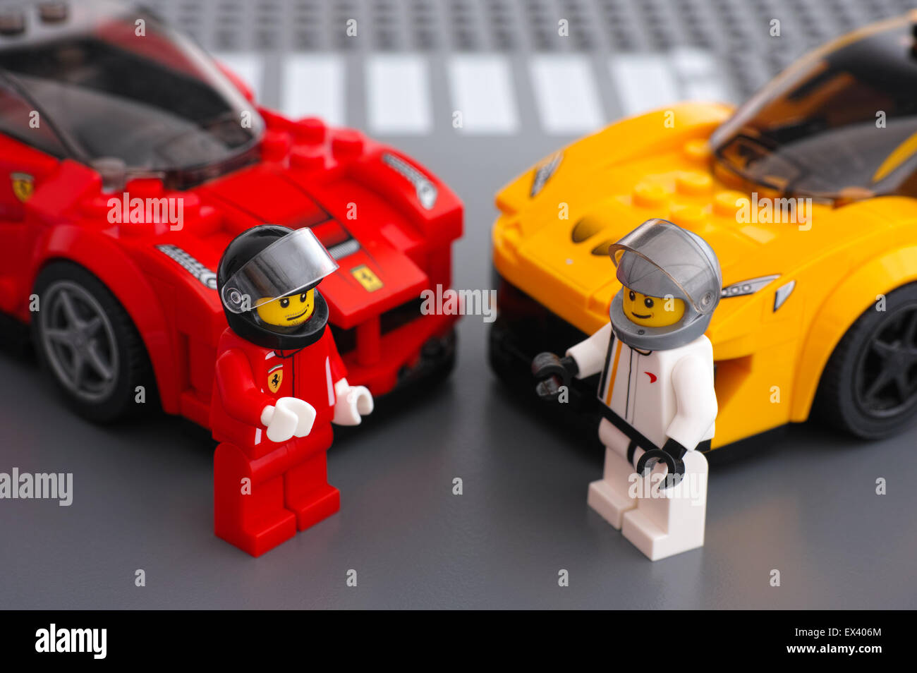 Tambov, Russian Federation - March 09, 2015 Lego drivers minifigures by ...
