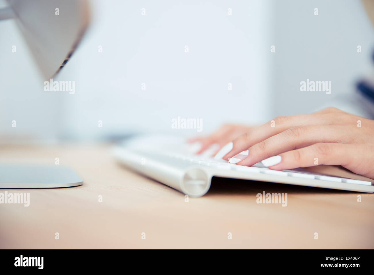 Closeup portrait of a female hands using keyboard Stock Photo - Alamy