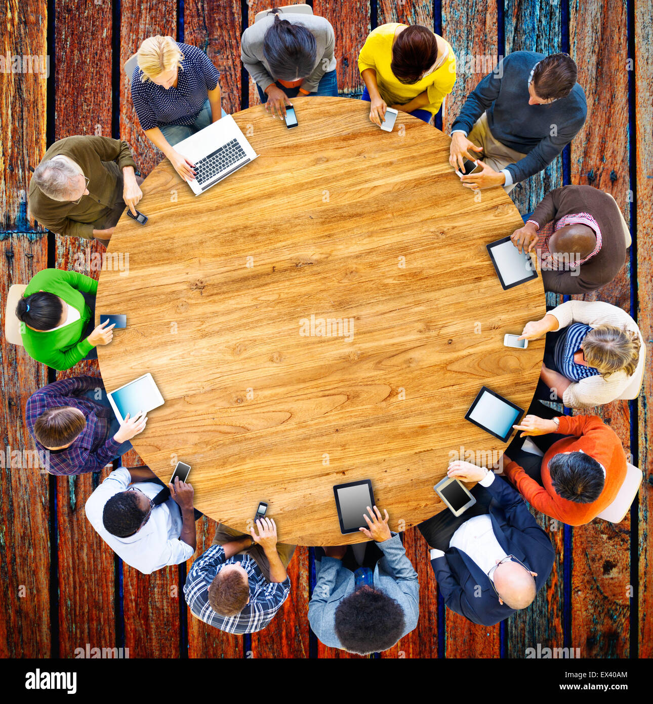 Group of Multiethnic People Connected Digital Devices Concept Stock ...