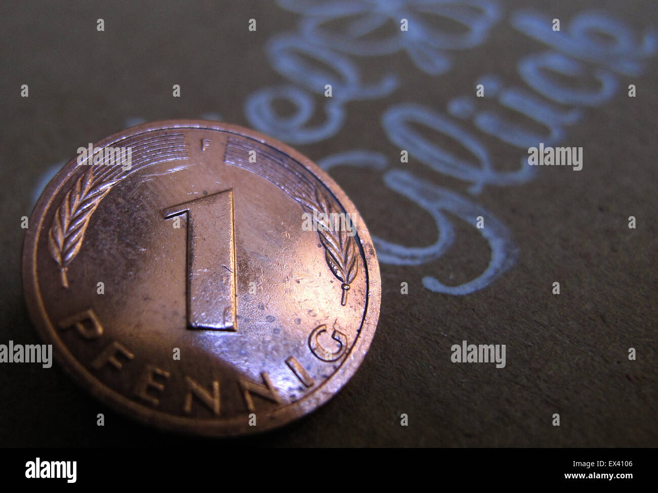 Dortmund, Germany. 02nd July, 2015. A German penny coin is pictured ...