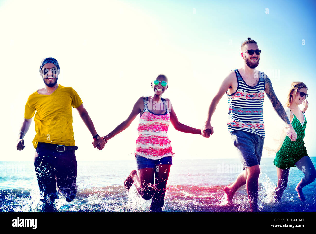 Diverse Beach Summer Friends Fun Running Concept Stock Photo - Alamy