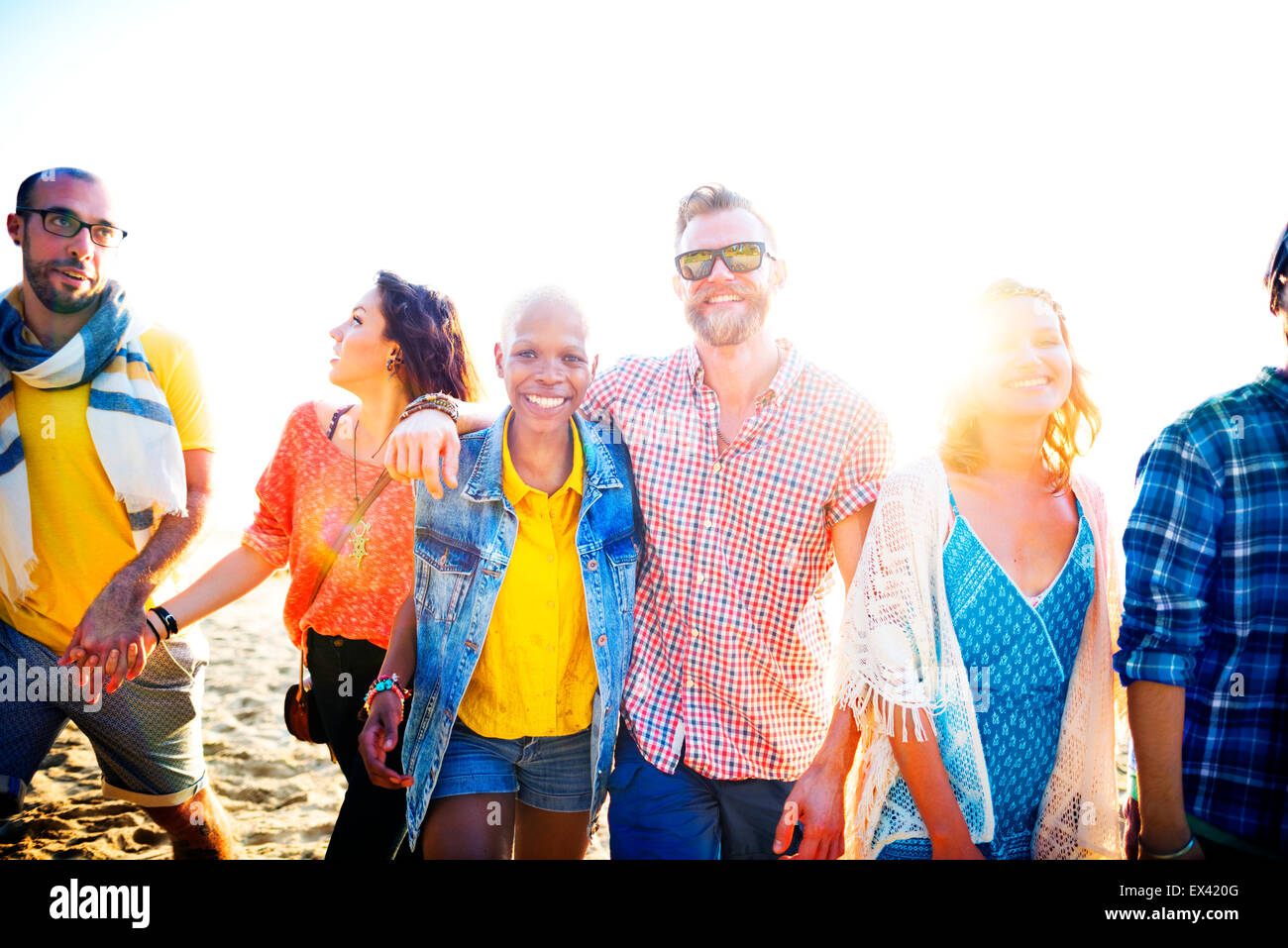 Friendship Bonding Relaxation Summer Beach Happiness Concept Stock ...