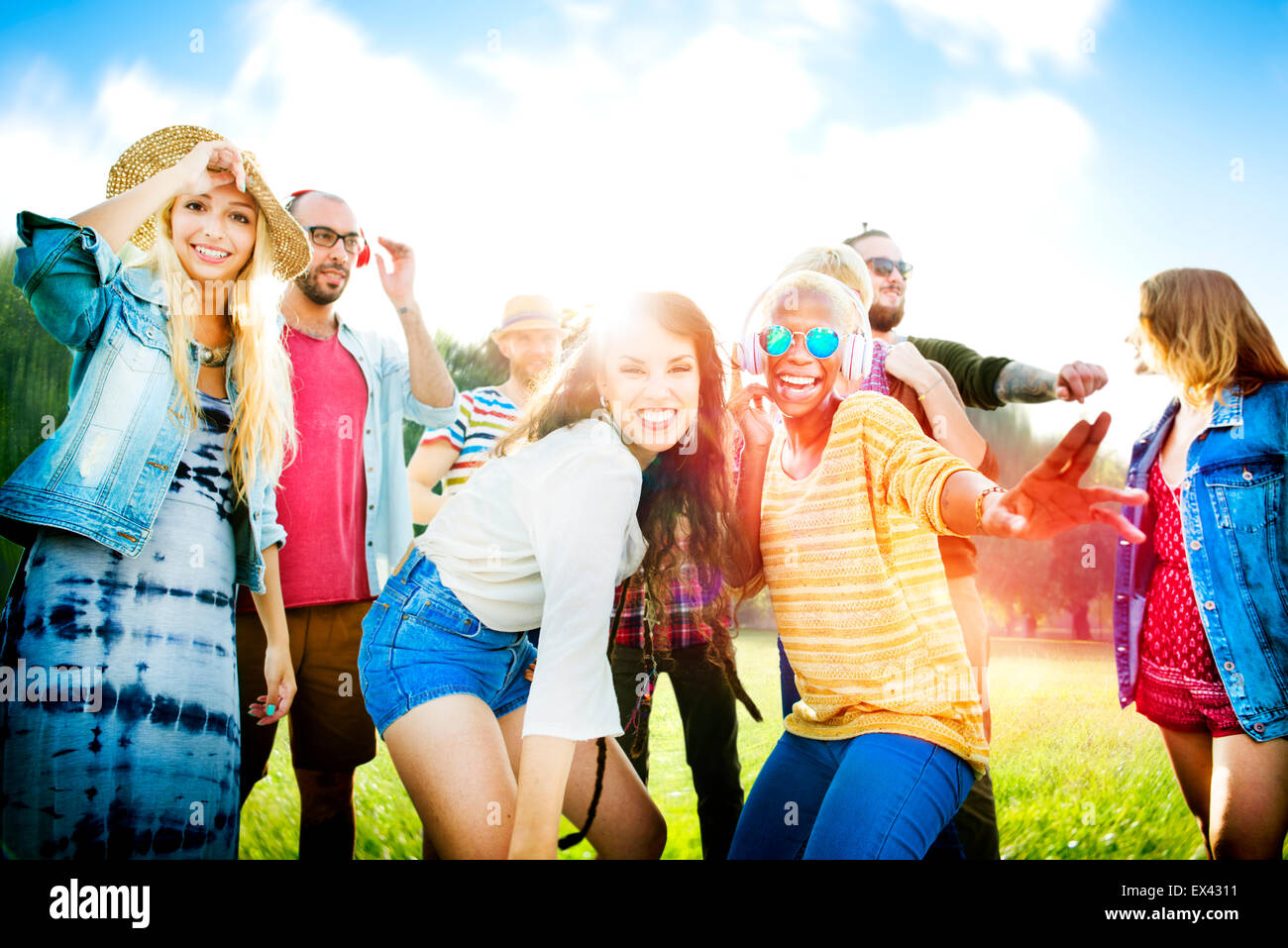 Friendship Party Togetherness Summer Happiness Concept Stock Photo - Alamy