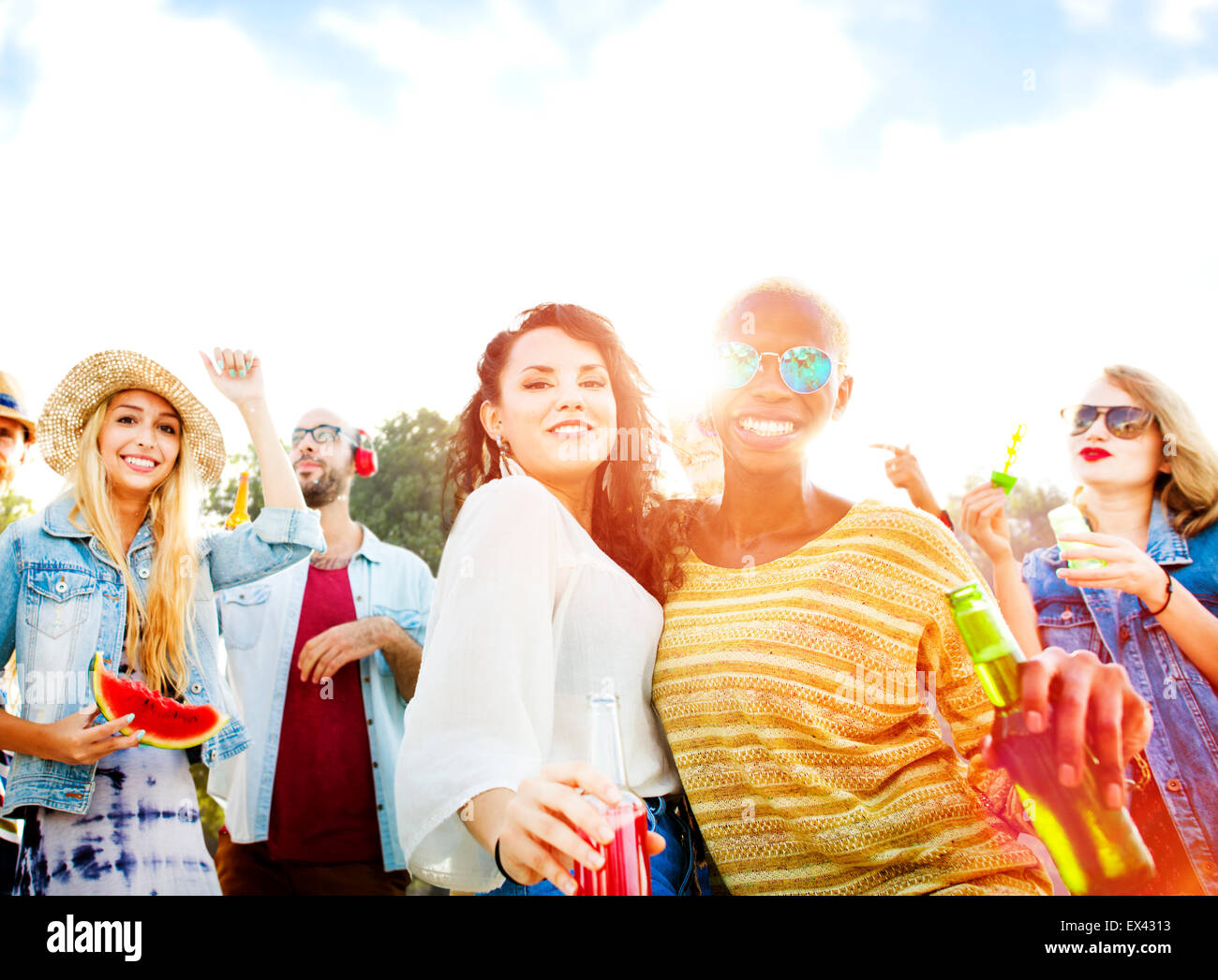 Friendship Party Togetherness Summer Happiness Concept Stock Photo - Alamy