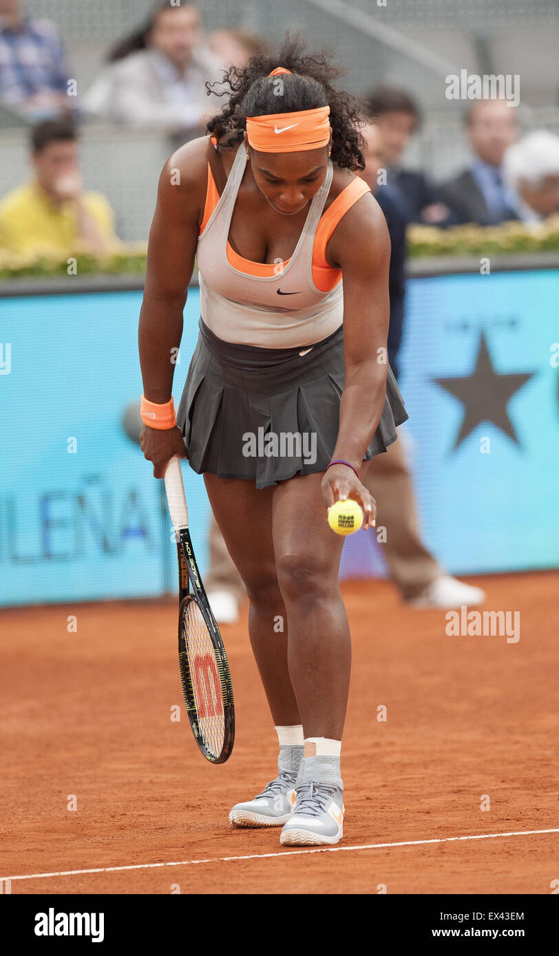 Serena Williams v Sloane Stephens in their second round match during ...