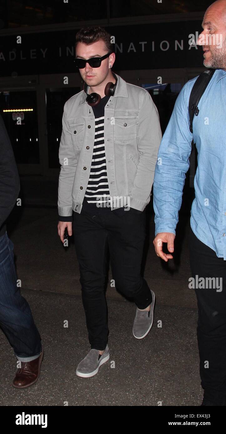 Sam Smith at Los Angeles International Airport (LAX) Featuring: Sam ...