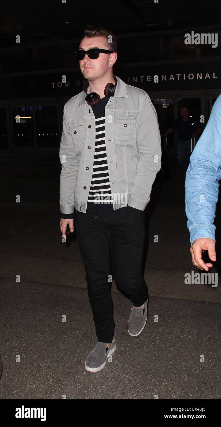 Sam Smith at Los Angeles International Airport (LAX) Featuring: Sam ...