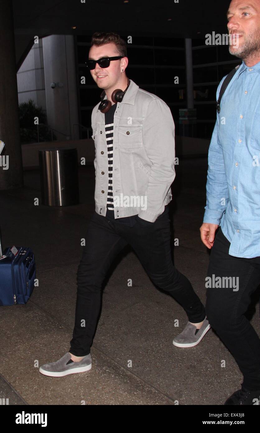 Sam Smith at Los Angeles International Airport (LAX) Featuring: Sam ...