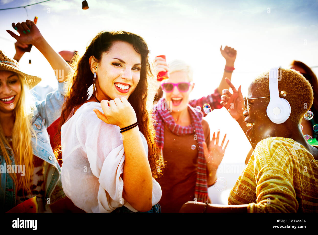 Diversity Dancing Beach Party Celebration Concept Stock Photo - Alamy